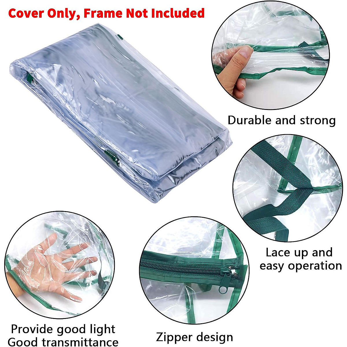 4 Tier Roll-Up Zipper Door Greenhouse Replacement Cover-27 x 19 x 63 Inch Clear PVC Plant Greenhouse Cover for Gardening Plants Cold Frost Protection Wind Rain Proof (Frame NOT Include)