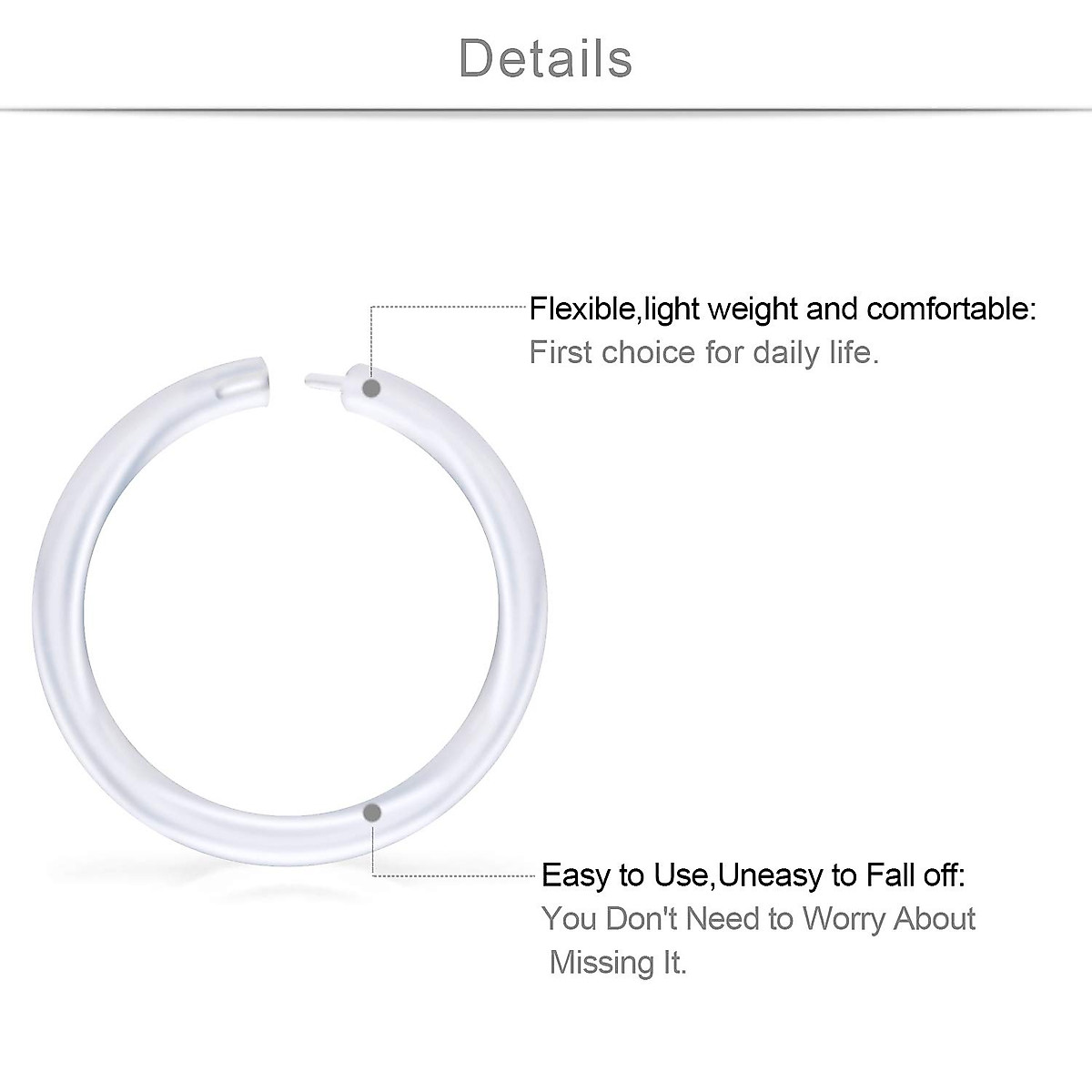 SCERRING 16G Septum Jewelry Retainer Bioflex Flexible Clear Acrylic Clicker Nose Hoop Ring Cartilage Daith Tragus Rings Body Piercing Jewelry 24PCS