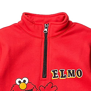 Sesame Street Elmo Toddler Boys Fleece Half Zip Sweatshirt and Pants Set red/black 2T