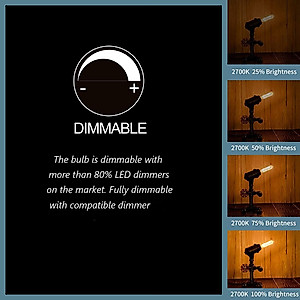 YFXRLIGHT Dimmable T10 LED Bulbs Warm White 2700K,6W LED Tubular Edison Bulbs 60 Watt Equivalent,550LM, E26 Medium Base Lamp Bulb for Desk Lamp, Pendant Lights,6Pack