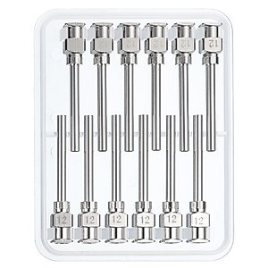 PATIKIL 12Ga x 1 Inch Stainless Steel Dispensing Needle Tips, 12Pcs Metal Glue Needle Tube Blunt Tips Luer Lock for Thick Glue Ink Lab, Silver