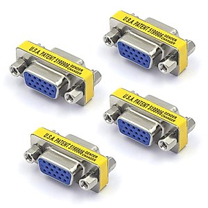 VCE VGA Adapter Female to Female SVGA Coupler HD15 Mini Gender Changer VGA Cable Extender, 4-Pack