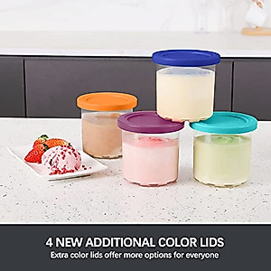 Omnikit Containers Replacement for Ninja Creami Pints and Lids - 8 Pack, 16oz Cups Compatible with NC301 NC300 NC299AMZ Series Ice Cream Maker - Dishwasher Safe, Leak Proof Lids