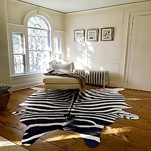 Tumbleweed Velvet Black, Ivory & Beige Synthetic Zebra Rug - Luxurious Zebra Print Rug Available in Multiple Sizes for Versatile Decor - Large 6' x 8'