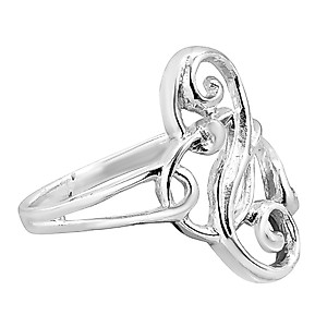AeraVida Classic Filigree Swirl .925 Sterling Silver Ring | Statement Fashion, Promise Ring, Couple Unisex Ring | Size 9