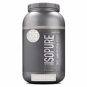 Isopure Protein Powder, Zero Carb Whey Isolate with Vitamin C & Zinc for Immune Support, 25g Protein, Keto Friendly, Cookies & Cream, 44 Servings, 3 Pounds (Packaging May Vary)