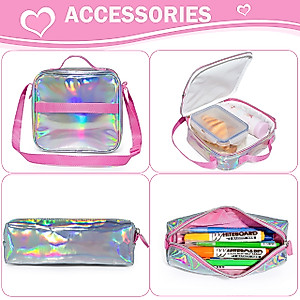 Rolling Backpack for Gilrs School Wheels Backpacks with Lunch Box for Elementary Student Teen Girls Trip Luggage