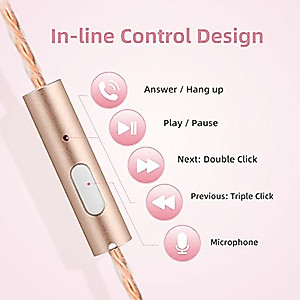 ibrain Air Tube Headphones EMF Free Airtube Earbuds Wired Air Tube Headset with Microphone in Ear Earphones Noise Cancelling with Patented Technology for Safe Listening - Gold