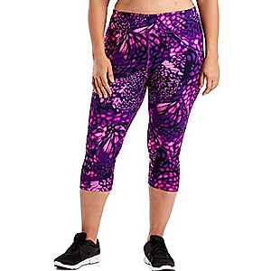 Just My Size Women's Plus Size Active Stretch Capri, Wingspan Plum Dream, 4X