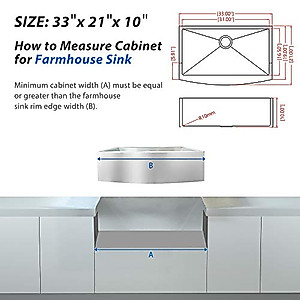 Keonjinn Kitchen Sink, 33-inch Apron-front Farmhouse 16 Gauge Stainless Steel Single Bowl