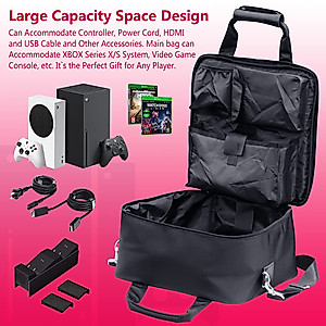 oamarando Carrying Case for XBOX ,Compatible with XBOX SERIES X/S, Travel Storage Bag for XBOX Controllers and Accessories,with Controller Protection Box (Black-Red)