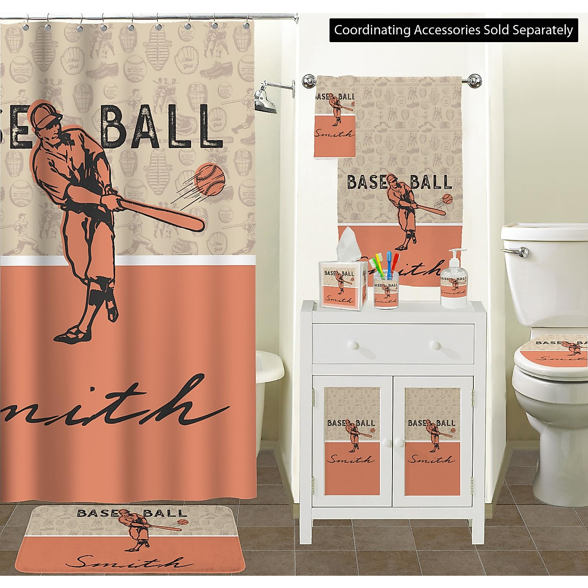 YouCustomizeIt Personalized Retro Baseball Waste Basket - Double Sided (Black)