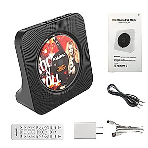 QUALORI CD Player Portable with Bluetooth Desktop Music Player Dual Speakers for Home Audio Boombox,USB Flash Player,FM Radio,AUX Input Output/Remote Control-Black