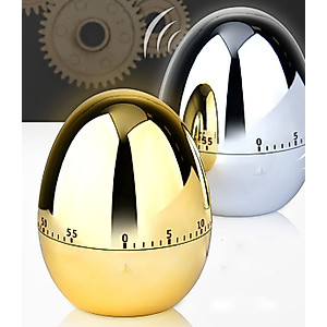 Egg Model Mechanical Timer Kitchen Gadget Cooking Clock Alarm Counters 60 Minutes Manual Timer for Study Decoration (Gold)