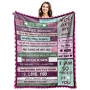 to My Mom Love Letter Throw Blanket Ultra Soft Warm Cozy Lightweight Microfiber Blankets Flannel Sherpa Fuzzy Fluffy Plush Throws for Sofa Couch Bedding All Season 60"x50"