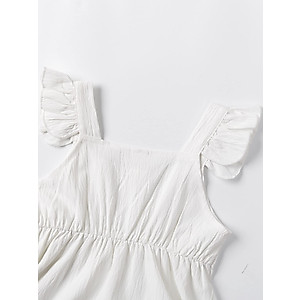 Verdusa Toddler Girl's Colorblock Ruffle Hem A Line Square Neck Sleeveless Mini Dress White Brown 120