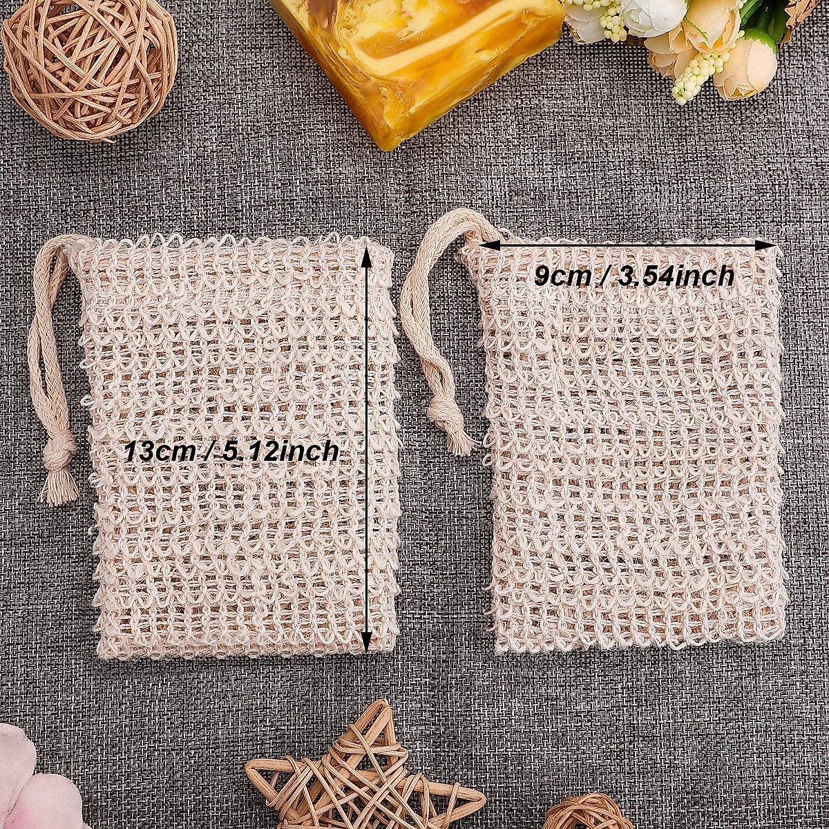 15 Pieces Soap Saver Bag Exfoliating Soap Pouch Sisal Mesh Bag Drawstring