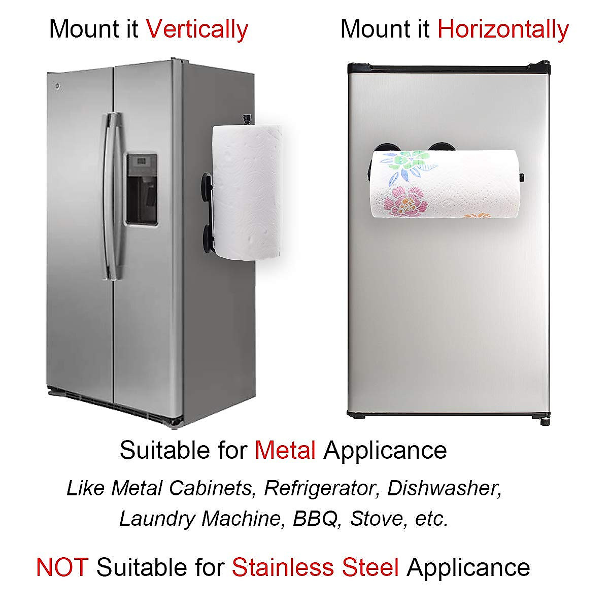 LEVOSHUA Magnetic Paper Towel Holder Paper Towel Rack Tower Bar for Refrigerator, Metal Cabinet Black