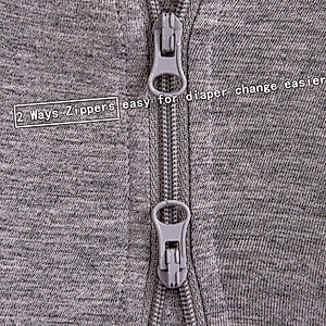 GUISBY Baby Boy Rayon Pajamas 2 Way Zip Front, Sleep and Play Footies Long Sleeve Grey Pjs Jumpsuit Black-Grey-0-3