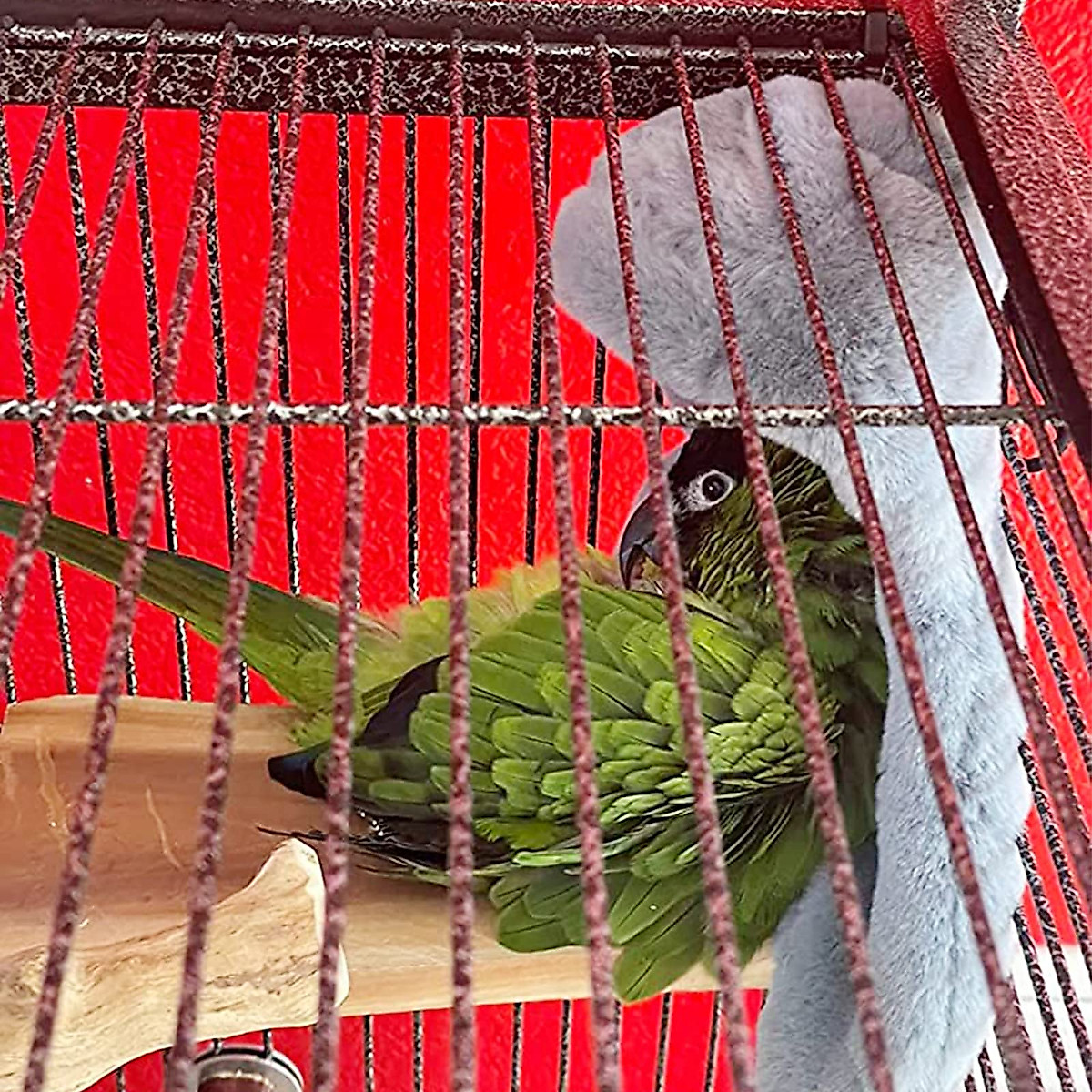 Corner Fleece Bird Blanket,Bird Blanket for Cage,Cozy for Birds,Parrot Cage Snuggle Hut Warm Bird Nest House Bed for Parrots,Small Conures, Lovebirds and Cockatiels M