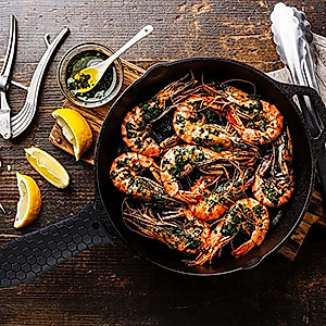 Silicone Hot Handle Holder, 8 Pieces Pot Holders Cover Silicone Assist Handle Holder Non Slip Pot Holders Rubber Heat Resistant Pot for Frying Cast Iron Skillet Metal Pan (Black)