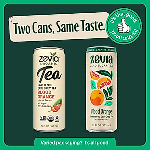 Zevia Organic Sugar Free Iced Tea, Earl Grey Tea Blood Orange, 12 Fl Oz (Pack of 12)
