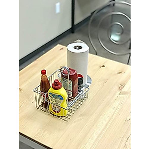 G.E.T. 4-21699 Chrome Four Compartment Condiment Caddy Metal Specialty Servingware Collection, 8" x 7" x 9" Tall, Chrome