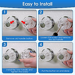 Enhon Shower Faucet Handle Replacement, Compatible with Price Pfister Contessa and Windsor Tub and Shower Faucets, 2 Piece Hot and Cold Shower Knob Replacement, Clear Acrylic