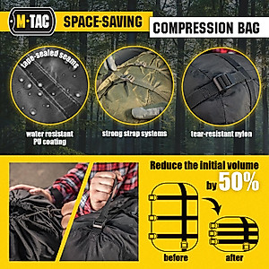 M-Tac Compression Stuff Sack for Sleeping Bag Military Water Resistant Compression Bag Lightweight Nylon Compression Sack for Travel, Camping, Hiking, Outdoor (Olive, L - 24 liters)