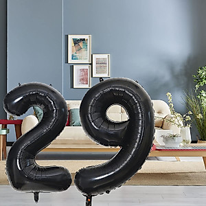 Number 29 Balloons 32 inch Digital Balloon Alphabet 29th Birthday Balloons Digit 29 Helium Balloons Big Balloons for Birthday Party Supplies Wedding Bachelorette Bridal Shower, Black Number 29