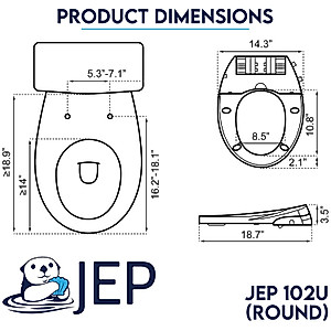 JEP Dual Nozzle Manual Bidet Toilet Seat for Round Toilets with Soft Close Seat and Cover | Bidet Seat for Rear & Feminine Cleaning, Easy to Install, Convenient, and Power Free (Round Toilet)