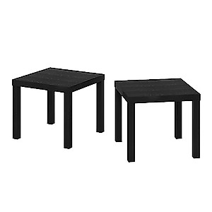Furinno Classic Homey Square Parsons Side End Table, Set of 2, Black