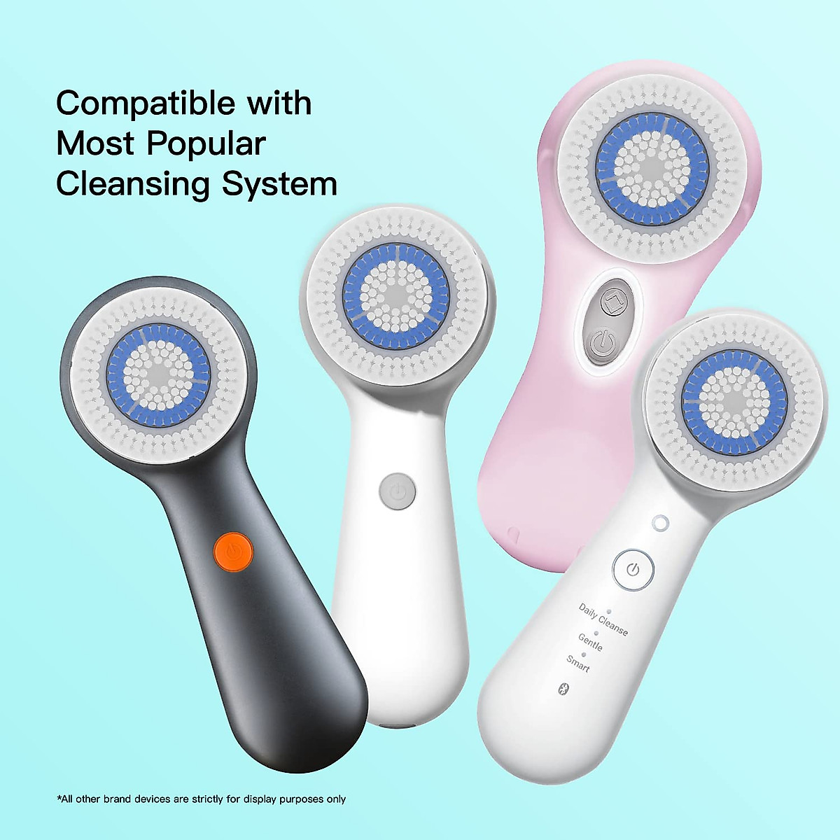 Brushmo Facial Brush Head Replacements Compatible with Clarisonic Mia 1, Mia 2, Mia Fit, Alpha Fit, Smart Profile Uplift and Alpha Fit, Deep Pore Facial 4 Pack (Deep Pore)