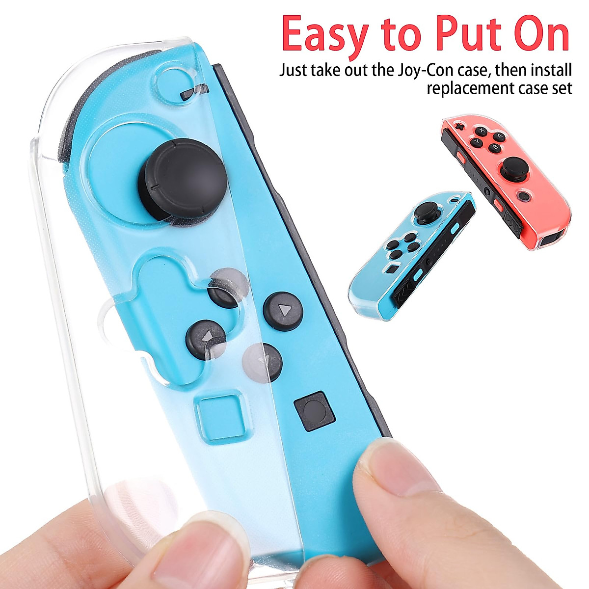Soft Replacement Shell Case for Nintendo Switch Joy-Con, Clear TPU Protective Cover Case Compatible with NS Joy Cons Handheld Controller