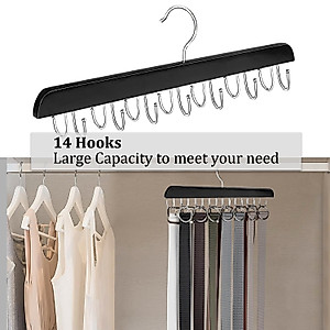 Hoomast Belt Hanger Belt Organizer Tie Rack Tank Top Bra Hanger Tie Hanger Bra Organizer for Closet with 14 Hooks,Upgraded 360°Rotating,Space Saver for Tank Top, Underwear & Tie 1pcs Storage