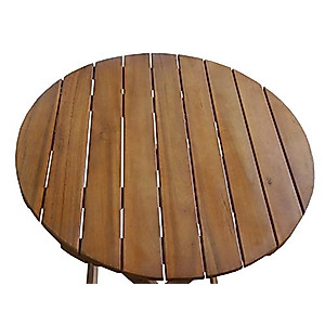 BTEXPERT BC5177 Backyard Balcony Deck Furniture 3 Piece Round Coffee Folding Table 2 Chairs Patio Wood Bistro Set, Acacia Brown