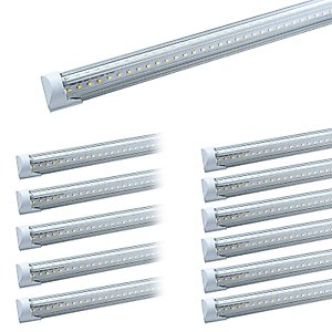 MKUJOO 12 Pack 4FT 40W LED Shop Light, V Shape Integrated T8 LED Tube Light, 6000K Super Bright White,high Output Linkable with Plug for Garage, Workshop,Basement,Warehouse