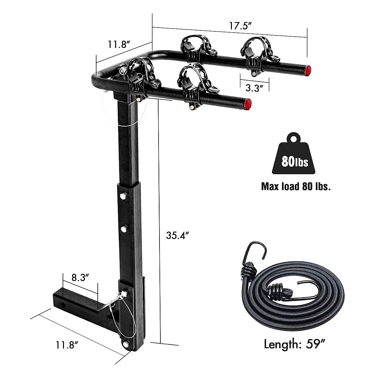 AA Products 2 Bike Rack Platform Hitch Mount Rack Foldable Bicycle Rack for Cars, Trucks, SUV's and Minivans, Fits 2'' Hitch Receiver