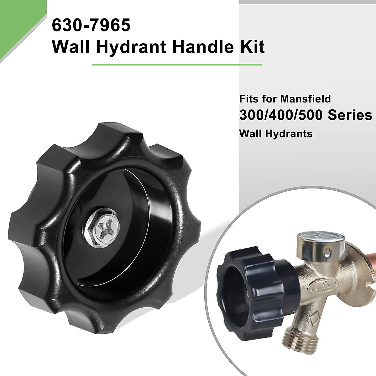 Bonbo Replacement for 630-7965 Wall Hydrant Handle Kit, for 300/400/500 Series Mansfield Wall Hydrant, Wheel Shaped Handle