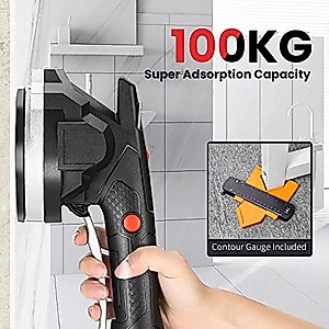 Tile Vibrator, Elikliv 19000 r/min Cordless Tile Tiler Handheld Laying Tiles Leveling Tool Tile Vibration Machine with 2 Batteries, Max 160kg 6 Speeds Vibrator Suction Cup for Tile Leveling Laying