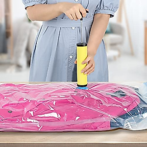 Oubyu Premium Vacuum Compression Bag With 80% More Storage Bag Space. Storage Bag For Quilts, Clothes, Blankets And More. Includes Packing Travel Clothes, Moving Supplies, 10 Packs With Air Extraction Tool (Size: 50cm*70cm)