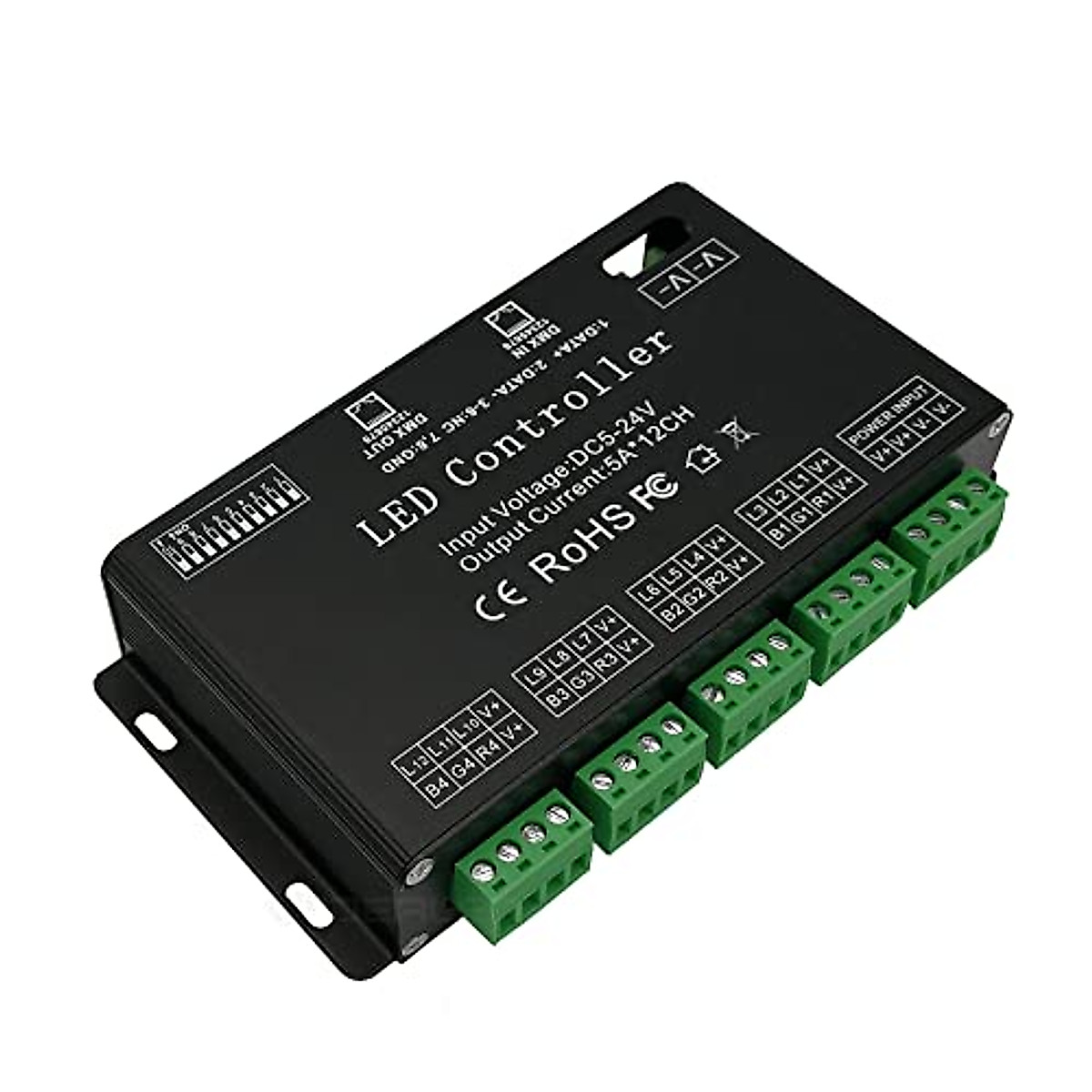 GIDERWEL 12 Channel DMX Decoder RGB LED Controller 60A PWM DMX512 Dimmer Driver for RGB LED Strip and LED Module Light DC12V-24V