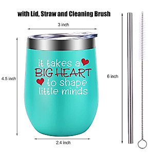 LEADO Teacher Gifts for Women, Teacher Appreciation Gifts - Funny Thank You Gifts, Christmas, Birthday Gifts for Teachers - It Takes a Big Heart to Shape Little Minds Wine Tumbler, 2 Pack