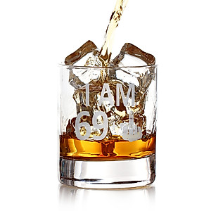 Promotion & Beyond I AM 69 PLUS 1 Whiskey Glass - Funny Sarcastic Finger 70th Birthday Gift