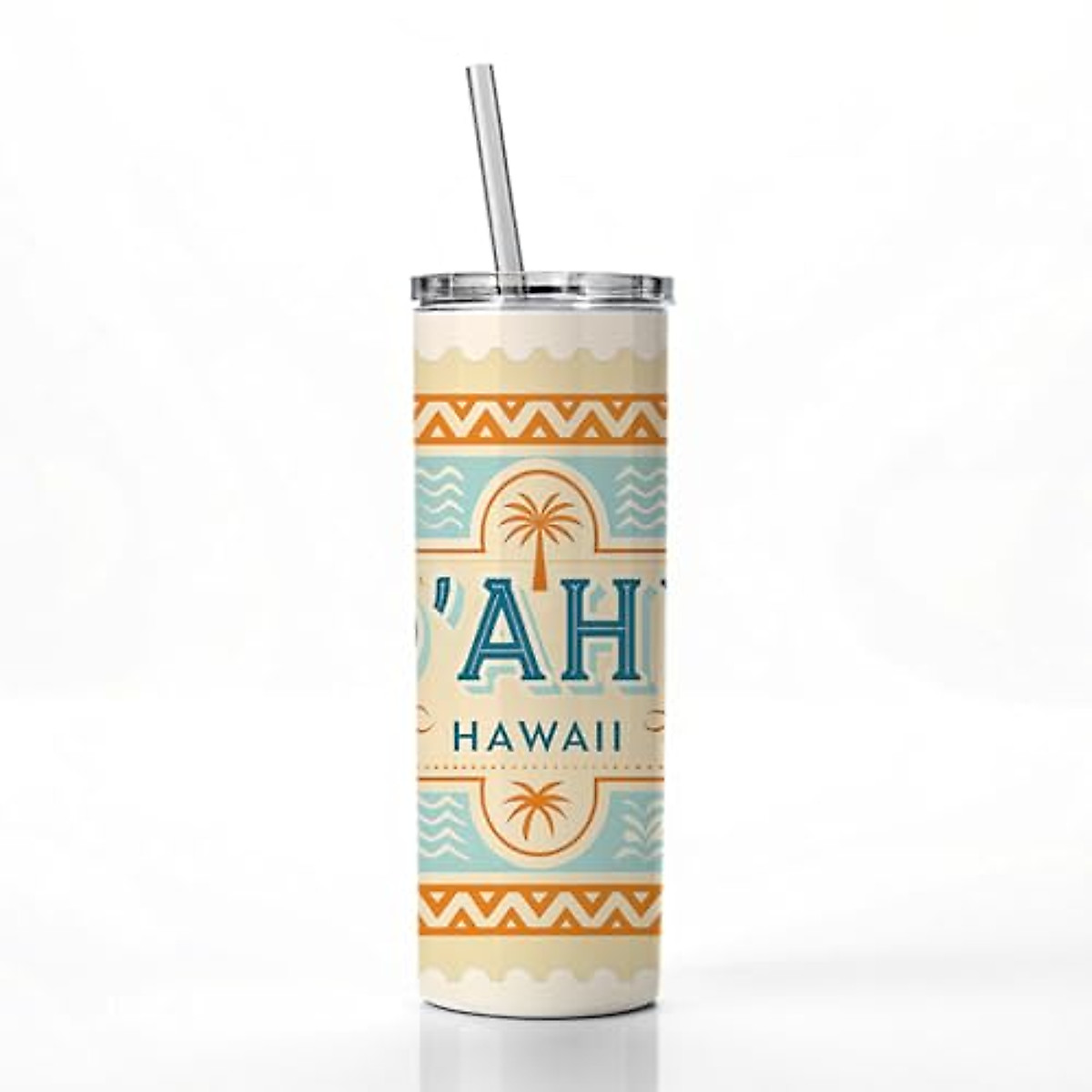 O'Ahu HI Hawaii Travel Vacation Stamp Skinny Tumbler 20oz with Straw Insulated Water Bottle Gift