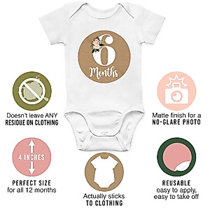 16 Monthly Baby Milestone Stickers Girl - Rustic Baby Monthly Milestone Stickers for Baby Girl, Milestone Baby Monthly Stickers, Baby Month Stickers for Baby Photo Props, Monthly Baby Stickers Girl