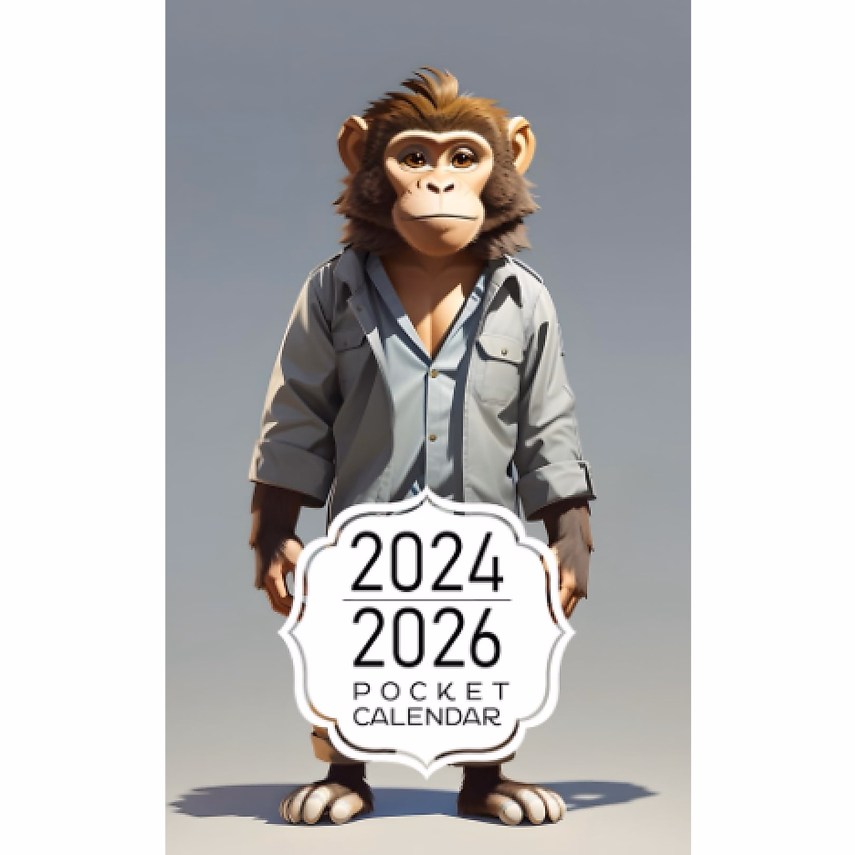 Pocket Calendar 2024-2026: Two-Year Monthly Planner for Purse , 36 Months from January 2024 to December 2026 | Monkey illustration | Cartoon variation