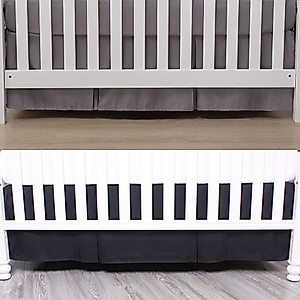 Belsden 2 Pack Crib Skirts with Durable Woven Platform, 2 Colors for Baby Boys, Split Corners Crib Dust Ruffle for Easy Placement, 14 inches (36cm) Length Drop, Grey & Black