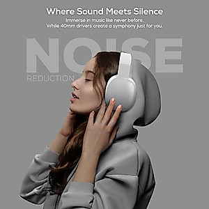 Gabba Goods Wireless Over Ear Bluetooth Headphones with Microphone - Wireless Headset -Noise Reduction - Bluetooth, Wired,Built in Micro SD for Travel, Home, Work TV,PC,Gaming,Cellphone (Silver)
