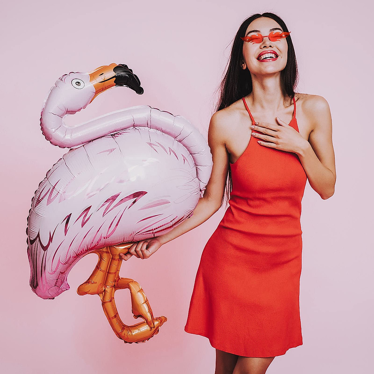 EBOOT 48 Pairs Fire Flame Sunglasses Novelty Flame Sunglasses Rimless Sunglasses for Women Men Halloween Party (Red)